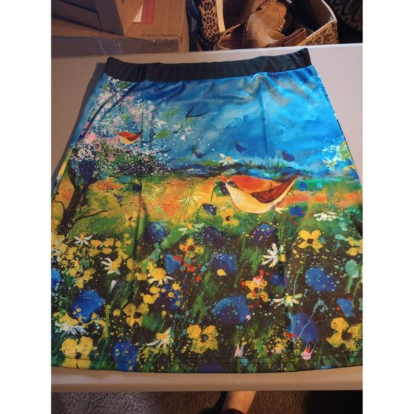 noracora | Skirts | New Nora Cora Miss Look Birds Floral Skirt Womens ...